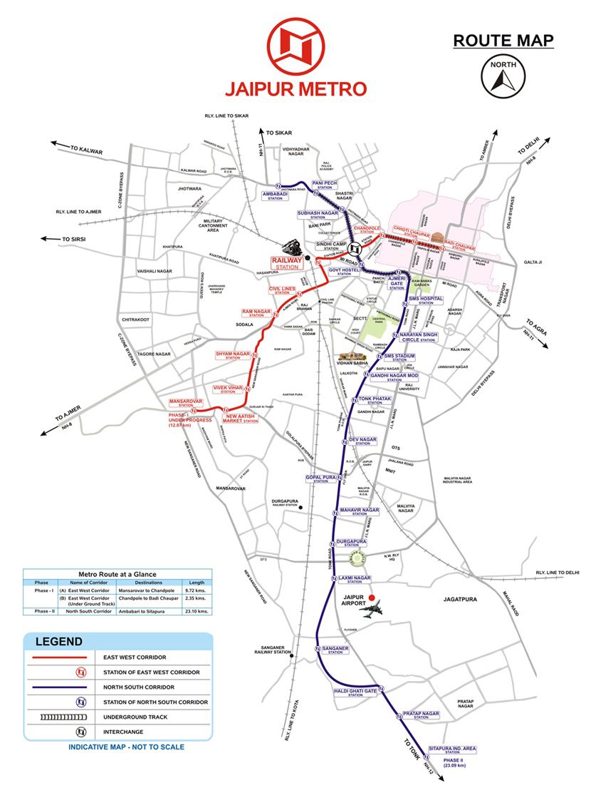 Jaipur Metro: Lines, route map, timings, stations