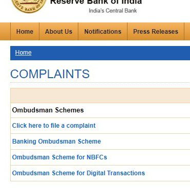 RBI ombudsman complaint: ID, Number, Online, Offline Process