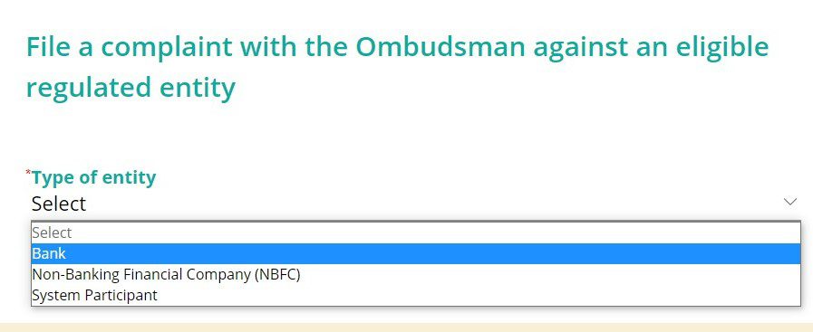 RBI ombudsman complaint: ID, Number, Online, Offline Process