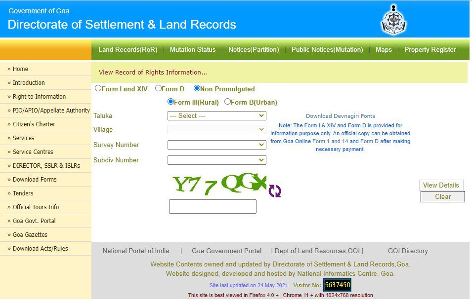 Goa Land Records : Search Land Survey Map Goa, Form and 14 & more