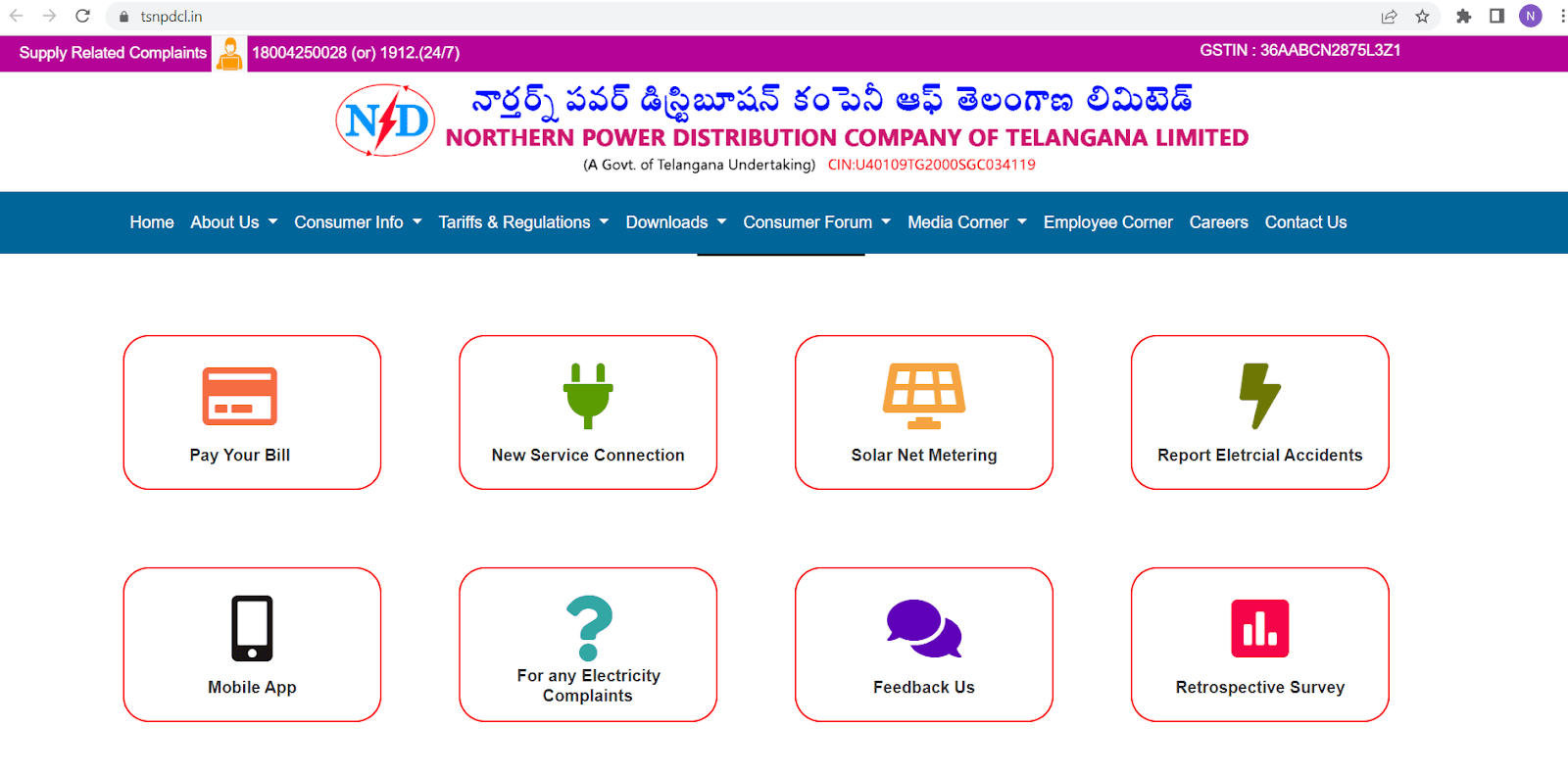 TSNPDCL electricity bills - Payment by online and Options.