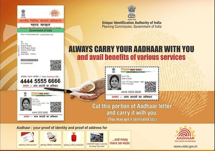 Certificate for aadhaar enrolment update process