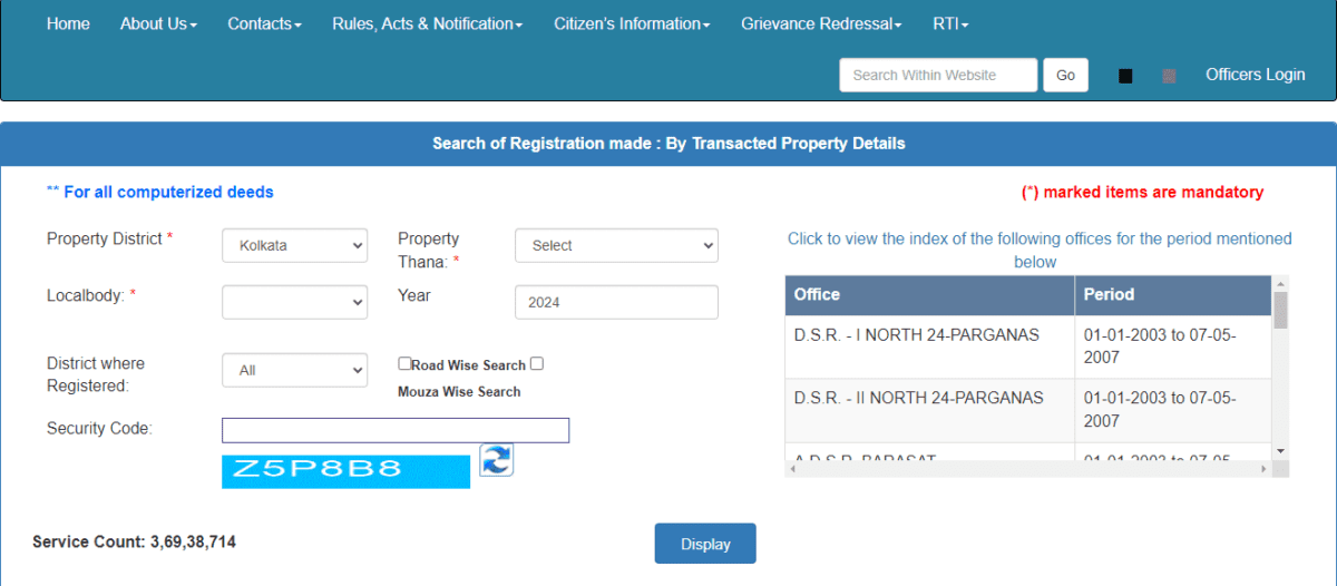 Basics of deed number searches and stamp duty in West Bengal