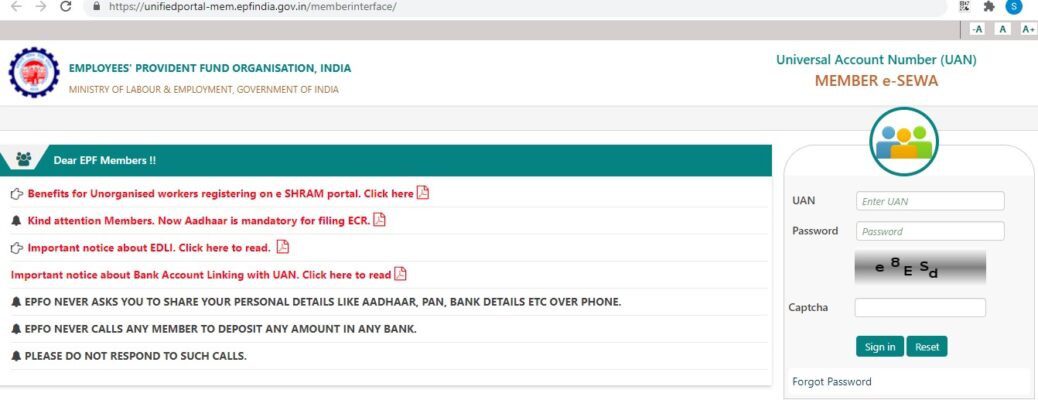 Online process to complete EPFO KYC