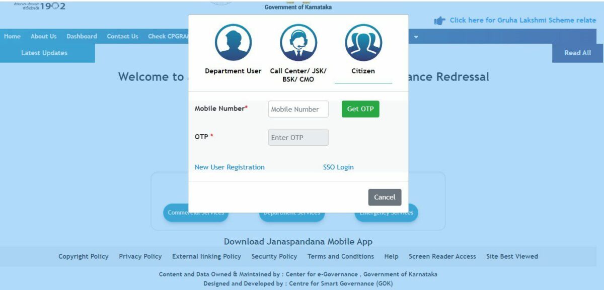 Seva Sindhu Karnataka services and registration procedure