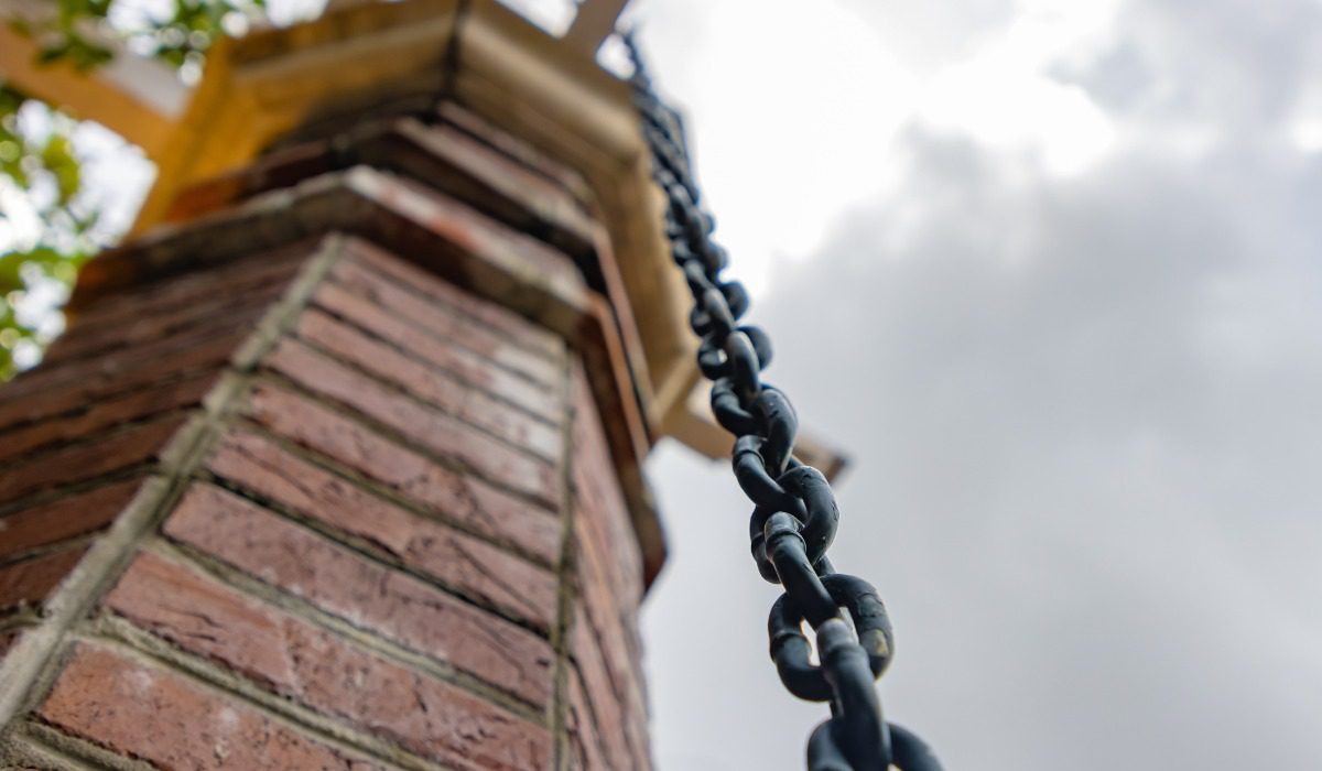 A rain chain is a decorative substitute for traditional downspouts.