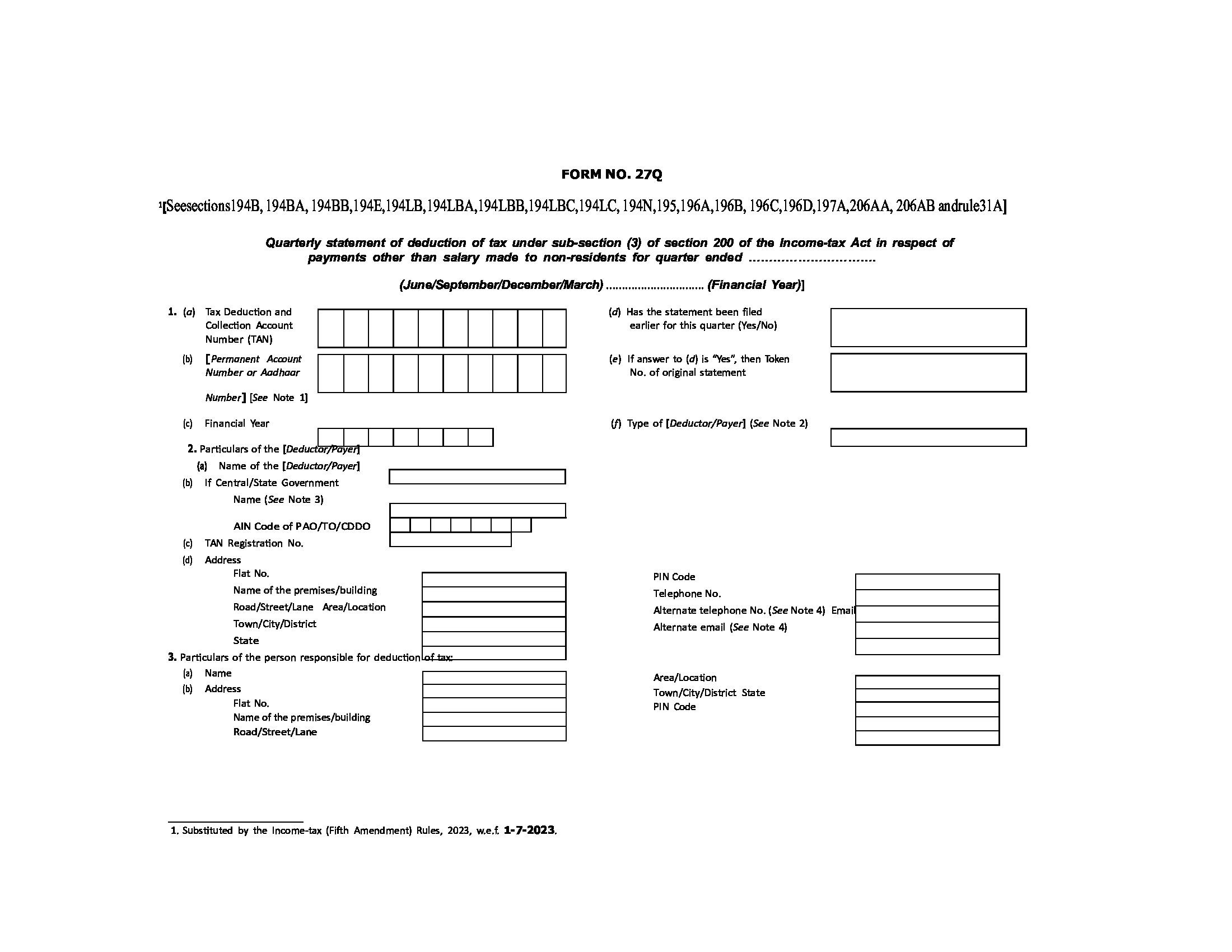 Form 27Q: TDS return on payments to NRIs