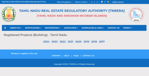 TNRERA: View registered projects, rules and charges